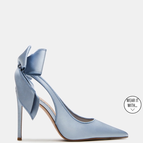 Steve Madden | Shoes | Steve Madden Light Blue Satin Heels With Bow ...